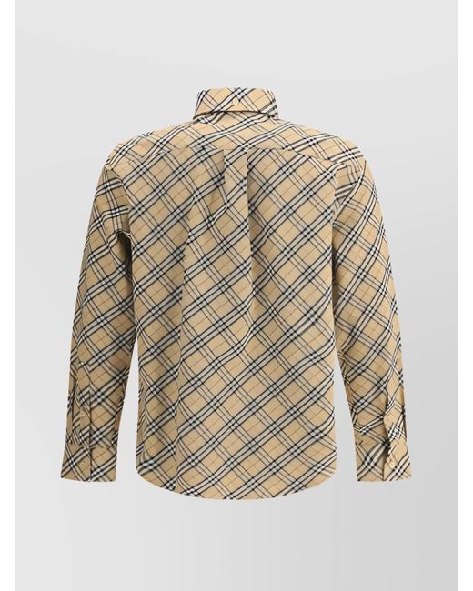 Burberry Check Shirt With Button-Down Collar And Chest Pocket in White for Men | Lyst UK