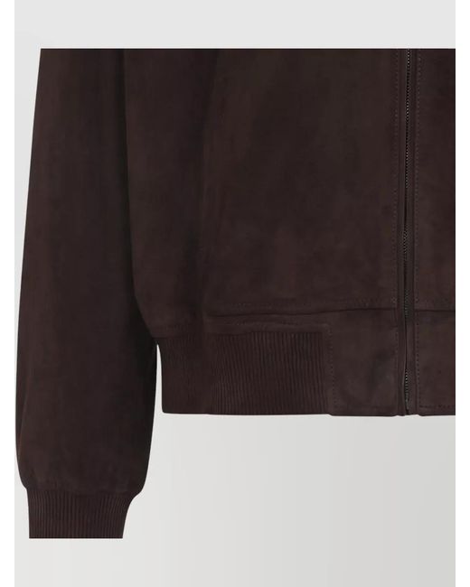 Ralph Lauren High Collar Bomber Jacket Ribbed Cuffs in Brown for Men ...