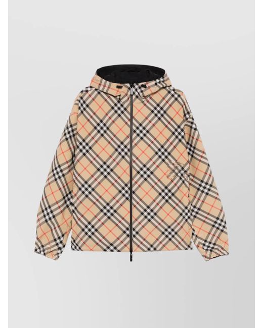 Burberry Reversible Check Hooded Jacket Pockets in Natural for Men | Lyst