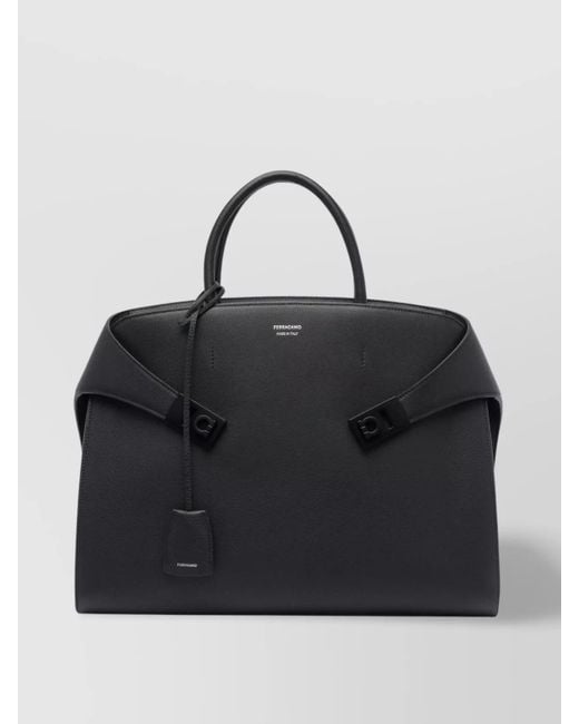 Ferragamo Buckle Strap Laptop Bag Handles Structure in Black for Men | Lyst