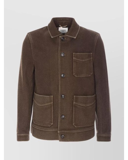 Circolo 1901 Long Sleeve Collared Jacket Pockets in Brown for Men | Lyst UK
