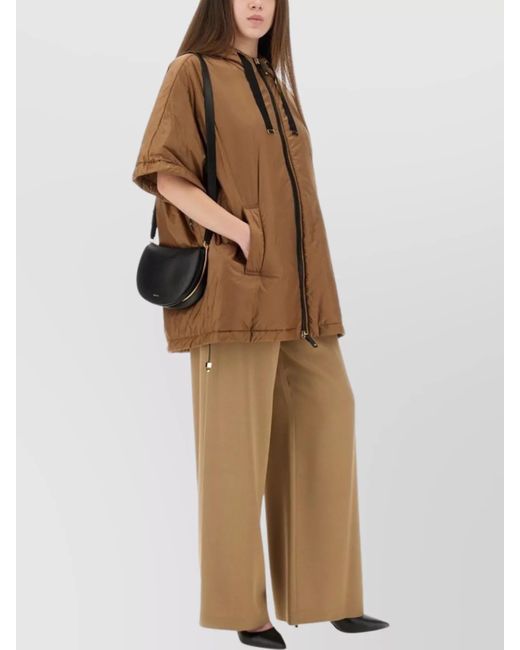 Max Mara Padded Jacket With Short Sleeves And Hood in Brown | Lyst UK
