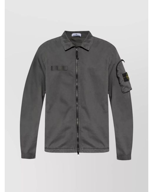 Stone Island Overshirt Badge Arm Pocket in Gray for Men | Lyst