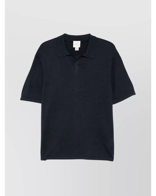 Calvin Klein Split Neck Cotton Polo in Blue for Men | Lyst