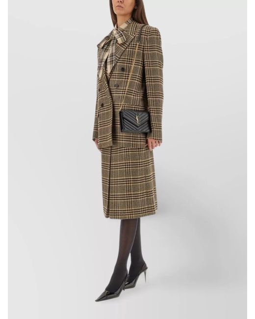 Saint Laurent Double-Breasted Check Pattern Jacket in Brown | Lyst UK