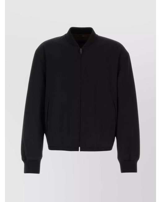 The Row Wool Fenn Bomber Jacket With Ribbed Cuffs And Hem in Black for ...