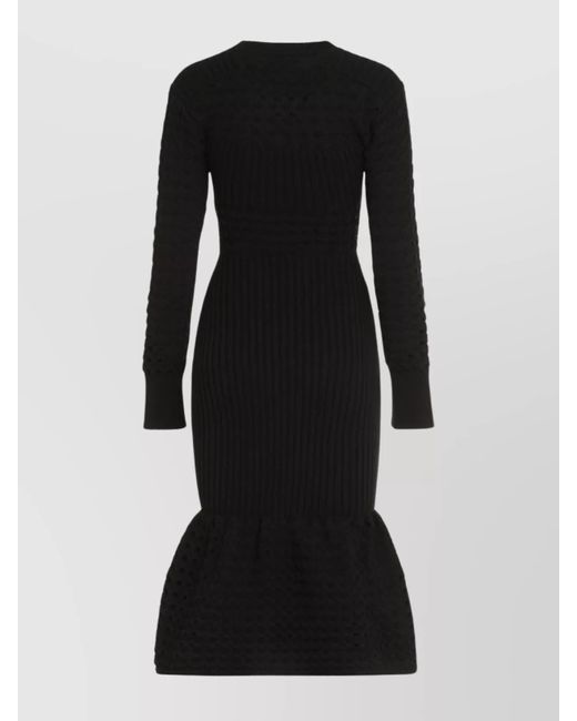 McQueen Knit Midi Dress Silhouette Flared in Black | Lyst UK