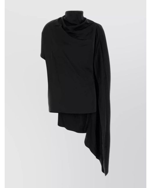 Magda Butrym Asymmetric Draped High Neck Open Back Top in Black | Lyst UK
