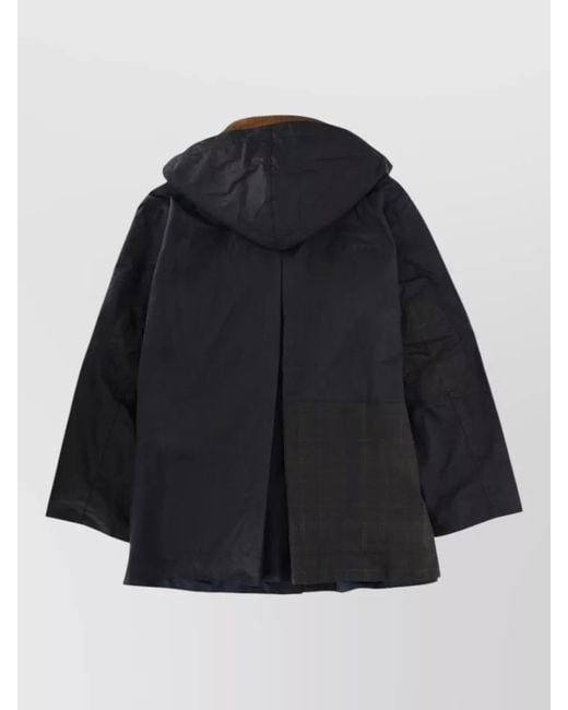 Barbour Ganni Hooded Coat Plaid Accents in Black | Lyst UK