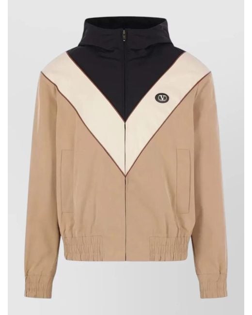 Valentino Garavani V Logo Hooded Bomber Jacket in Blue for Men | Lyst UK