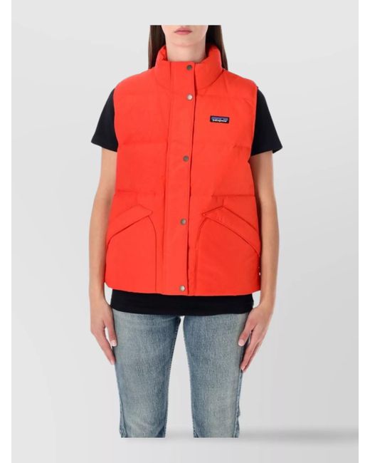 Patagonia Down Vest With High Collar And Pockets in Red | Lyst
