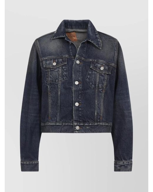 Balenciaga Denim Off-Shoulder Cropped Jacket in Blue | Lyst UK