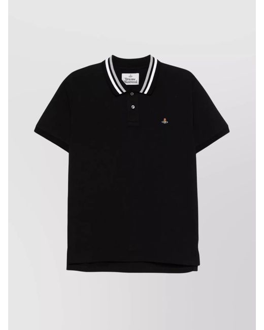 Vivienne Westwood Striped Collar Polo Shirt With Short Sleeves in Black for Men | Lyst