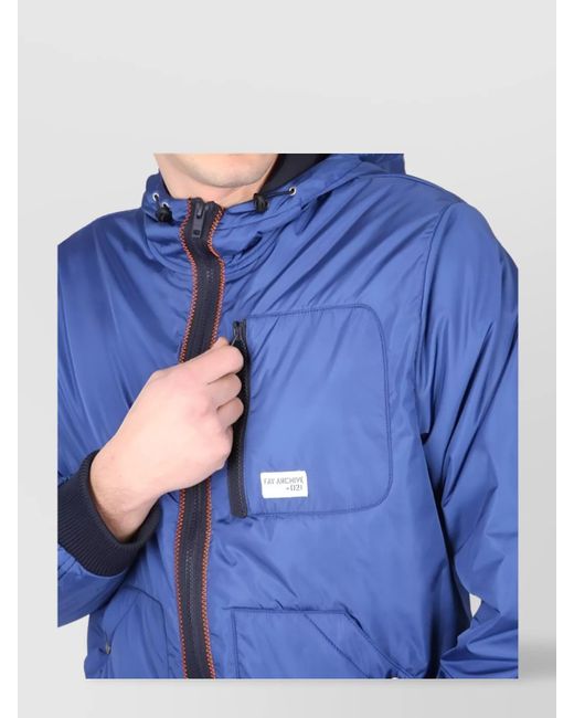 Fay Logo Hooded Bomber Jacket in Blue for Men | Lyst UK