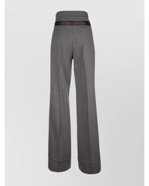 Prada Wide Leg Trousers With Back Seam Detail in Grey | Lyst UK