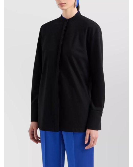 Giorgio Armani Sophisticated Mandarin Collar Shirt in Black | Lyst UK