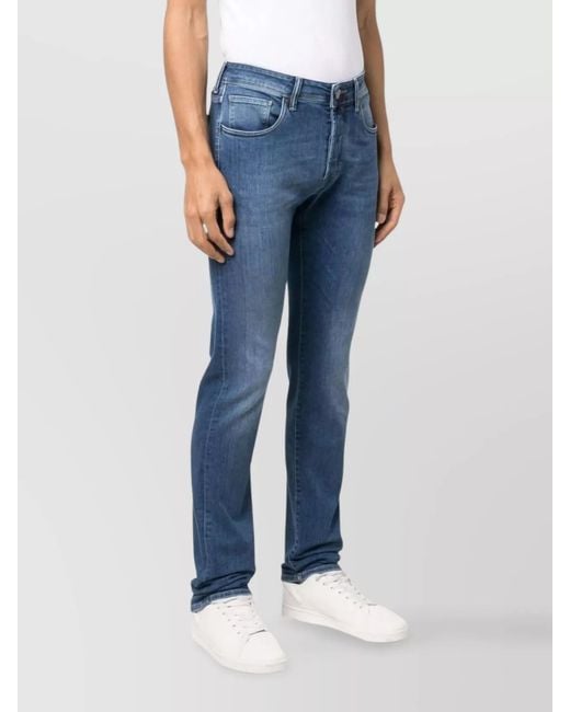 Incotex Faded Denim Trousers Featuring Belt Loops in Blue for Men | Lyst UK