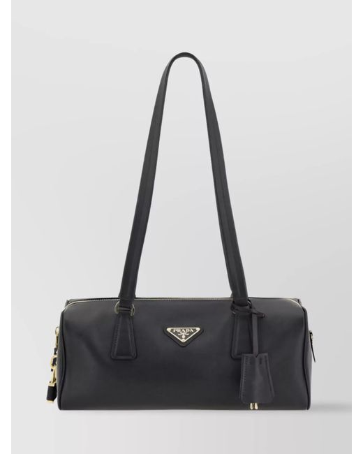 Prada Refined Leather Shoulder Bag With Hardware in Black | Lyst