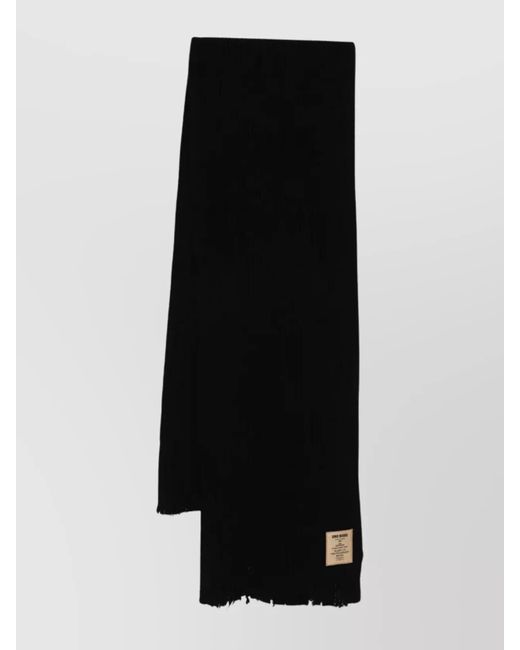 Uma Wang Ribbed Rectangular Scarf Frayed Edges in Black | Lyst