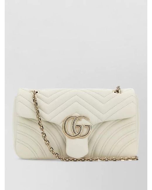 Gucci Gg Marmont Medium Shoulder Bag Chain Strap in Natural | Lyst UK