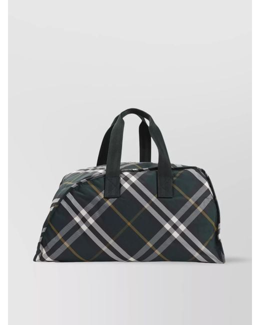 Burberry Large Checkered Duffle Bag in Black for Men | Lyst