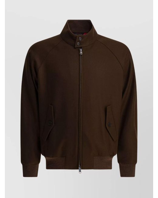 Baracuta Melton Bomber Jacket Collar Button in Brown for Men | Lyst UK