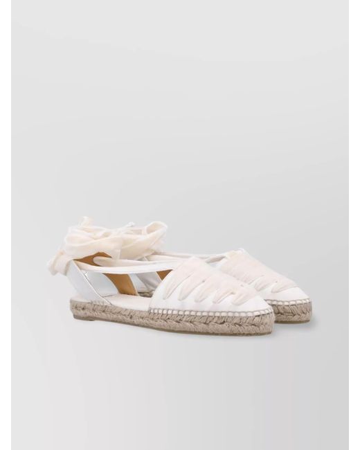 Castañer Lace-Up Shoes With Espadrille Sole And Ribbon Detail in White ...