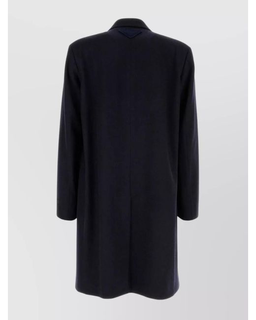 Prada Wool Single Breasted Coat in Blue for Men | Lyst UK