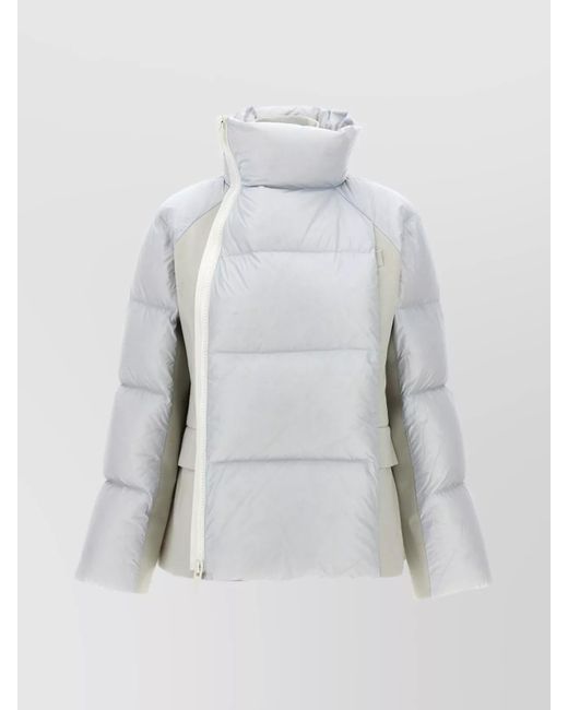 Sacai 'Padded High Collar Jacket With Side Panels' in White | Lyst