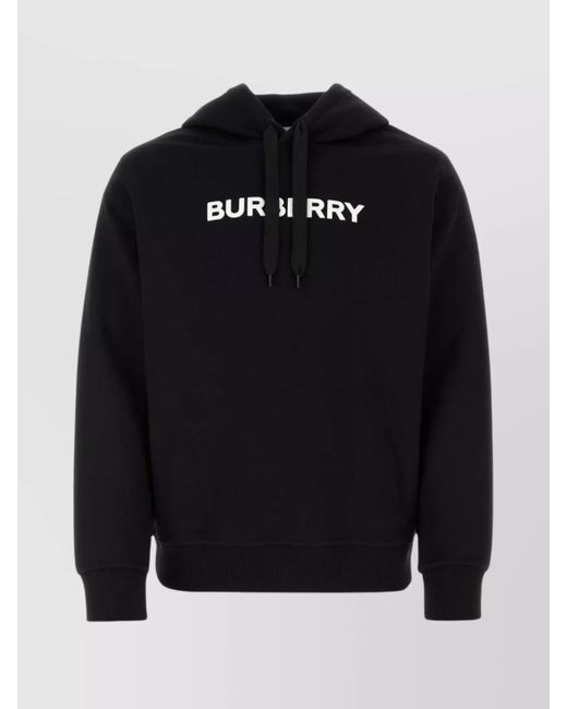 Burberry Cotton Sweatshirt With Hood And Ribbed Details in Black for Men | Lyst