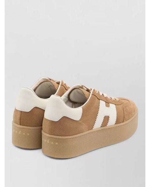 Hogan Cool Platform Suede Leather Sneakers in Natural | Lyst UK