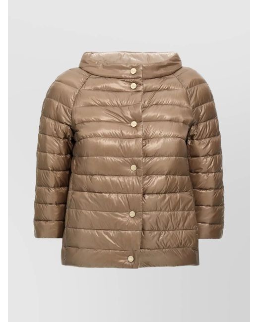 Herno Reversible High Collar Quilted Jacket in Natural | Lyst