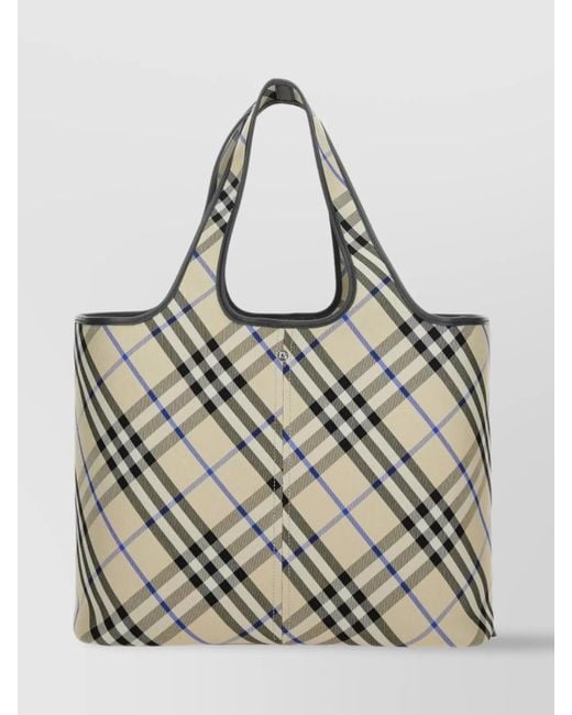Burberry Check Pattern Tote Bag With Dual Handles in Metallic | Lyst UK