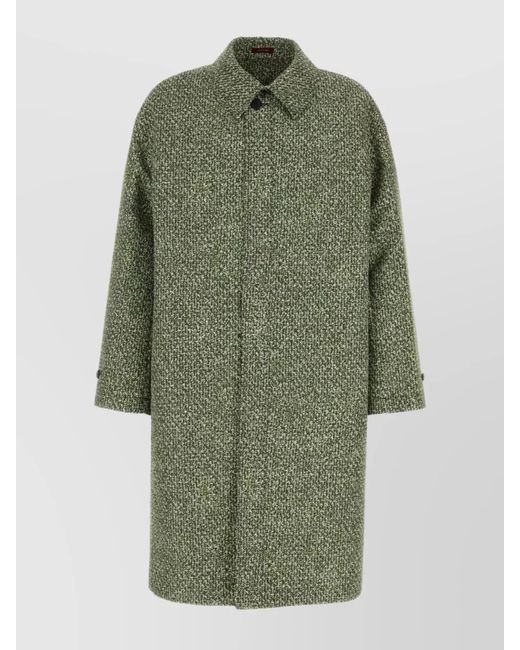 Gucci Textured Fabric Coat Featuring Buttoned Cuffs in Green for Men | Lyst