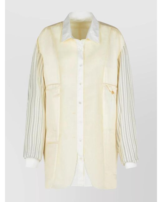 Maison Margiela Striped Sleeve Jacket Front Pockets in Natural | Lyst UK