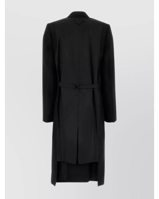 Prada Wool Coat With Double-Breasted Design And Back Vent in Black ...