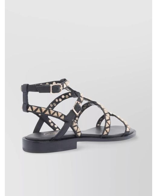 Ash Ankle Strap Leather Flat Sandals With Studs | Lyst UK