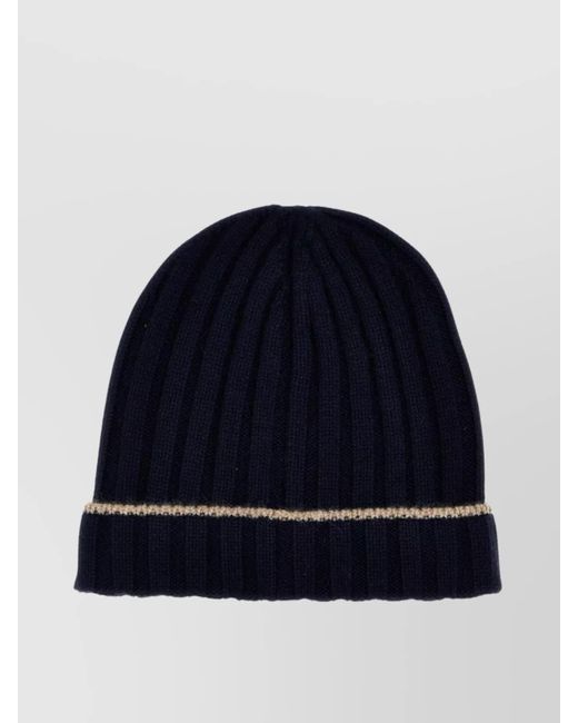 Brunello Cucinelli Folded Brim Ribbed Texture Contrast Trim in Blue for ...