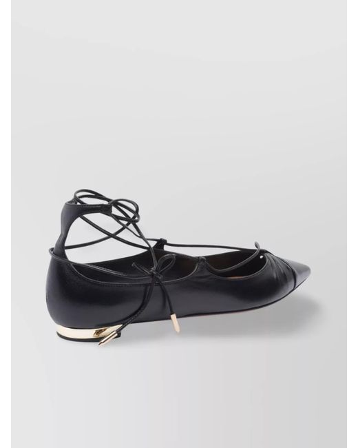 Aquazzura Cut-Out Leather Ballerina Shoes With Detail | Lyst