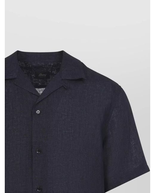 Brioni Cuban Collar Shirt Short Sleeve Design in Blue for Men | Lyst UK