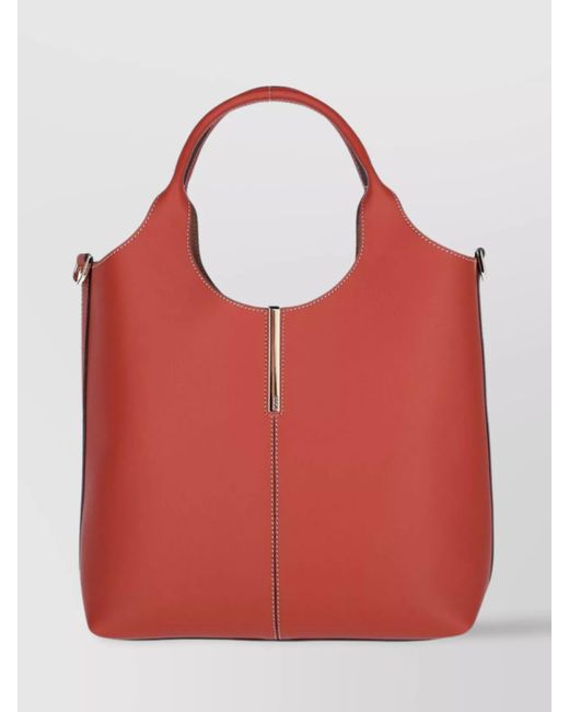 Tod's Top Handle Tote Bag With Adjustable Strap in Red | Lyst