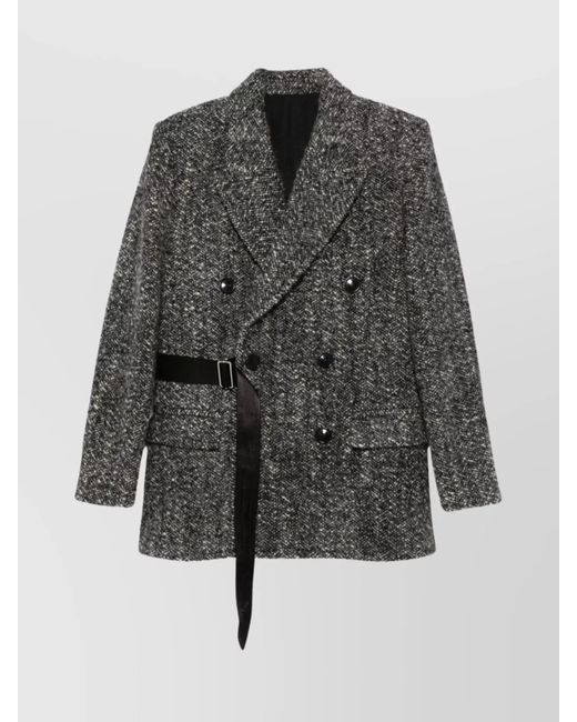 Isabel Marant Wool Herringbone Double-Breasted Belted Coat in Gray | Lyst