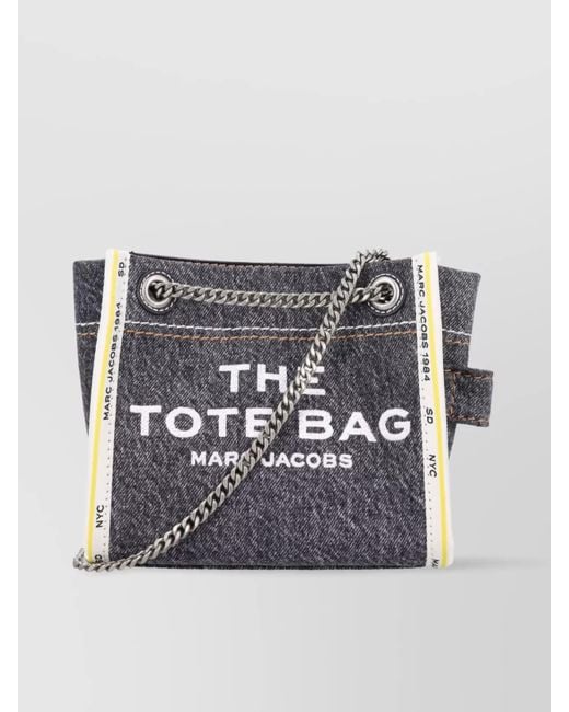 Marc Jacobs Denim Chain Strap Tote With Contrast Trim in Gray | Lyst