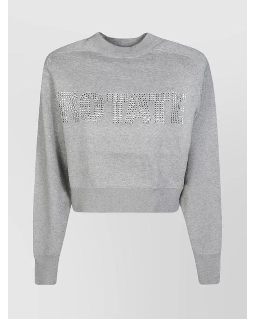 ROTATE BIRGER CHRISTENSEN Logo Cropped Ribbed Knitwear in Grey | Lyst UK
