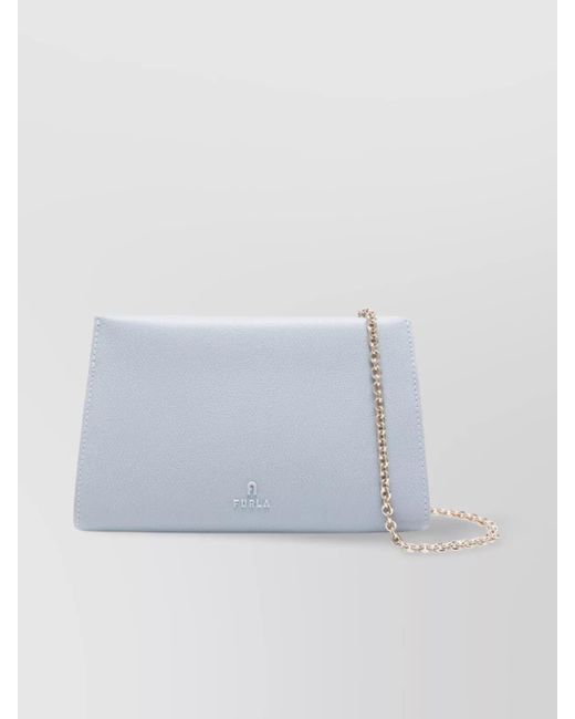 Furla Chain-Link Shoulder Strap Textured Finish Bag in White | Lyst