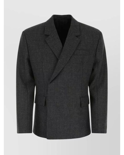 Prada Sharp-Shouldered Wool Blazer in Black for Men | Lyst