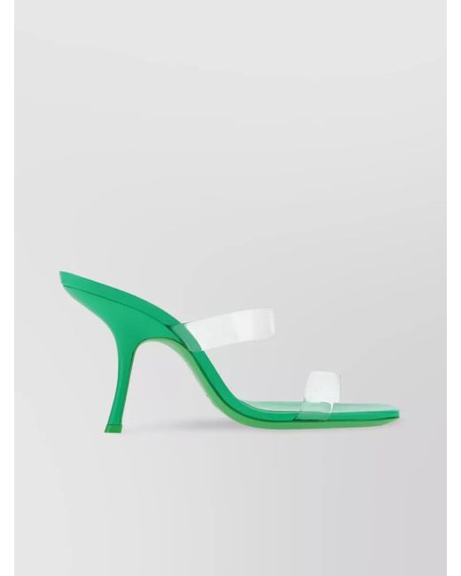 BY FAR Clara 100Mm Square-Toe Sandals in Green | Lyst