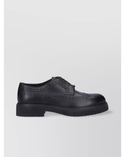 Ferragamo Lace Brogue Shoes Round Toe Rubber Sole for Men | Lyst