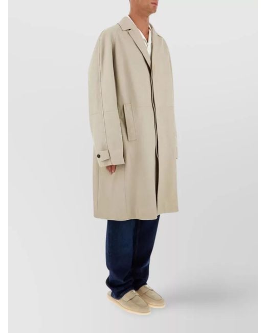 Prada Back Slit Leather Coat in Natural for Men | Lyst UK