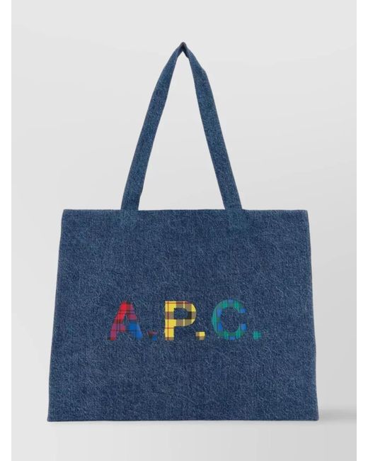 A.P.C. Rectangular Denim Tote With Two Handles in Blue | Lyst